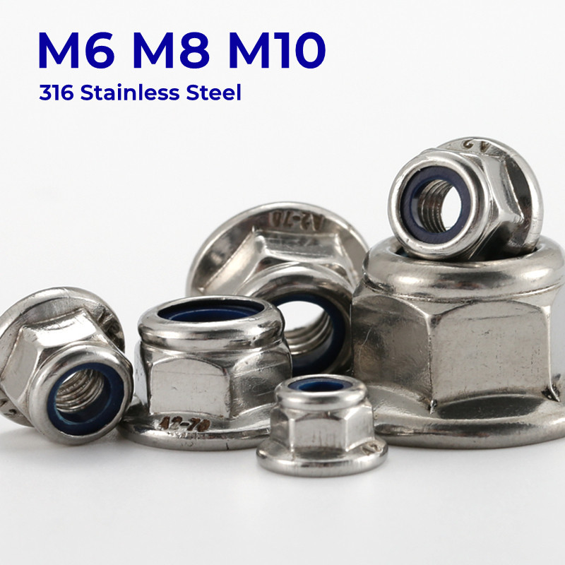 316 Stainless Steel Hex Nylon Insert Lock Nut M6 M8 M10 Hexagon Self ...
