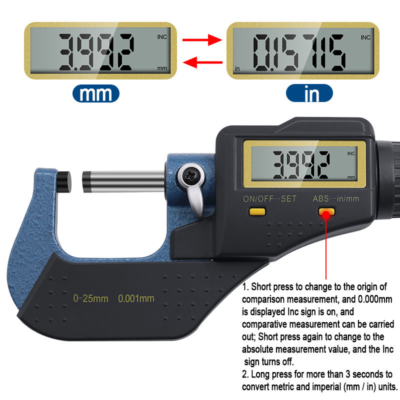 Outside micrometer 0-25mm high precision 0.001 electronic digital ...