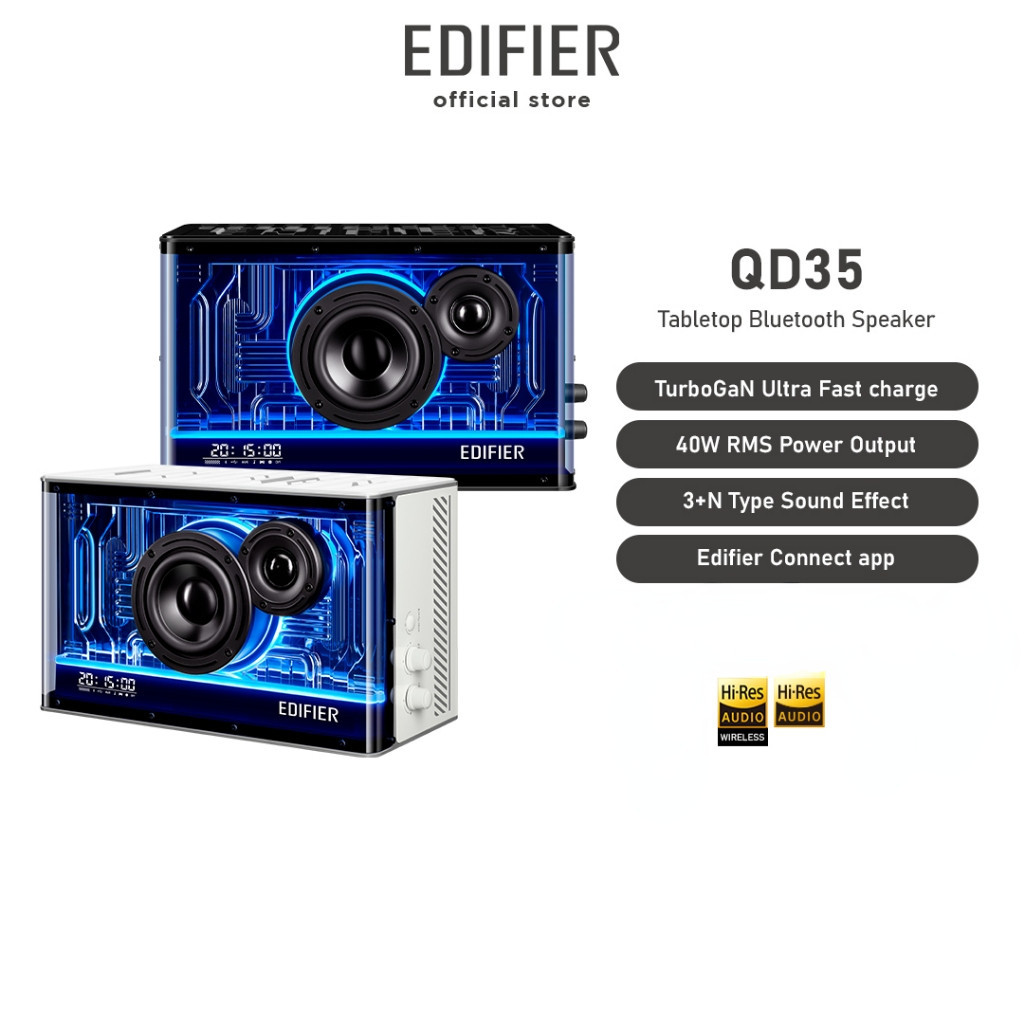 Edifier QD35 Tabletop Speaker - Bluetooth V5.3 | Hi-Res Audio | GAN ...