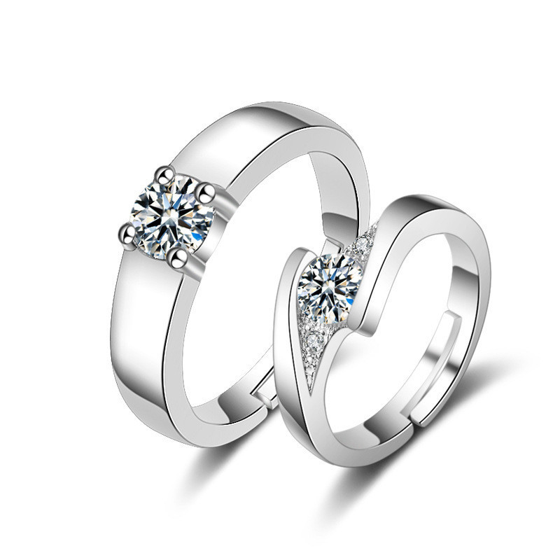 2Pcs Couple Ring Adjustable Ring Promise Ring Couple Finger Ring ...
