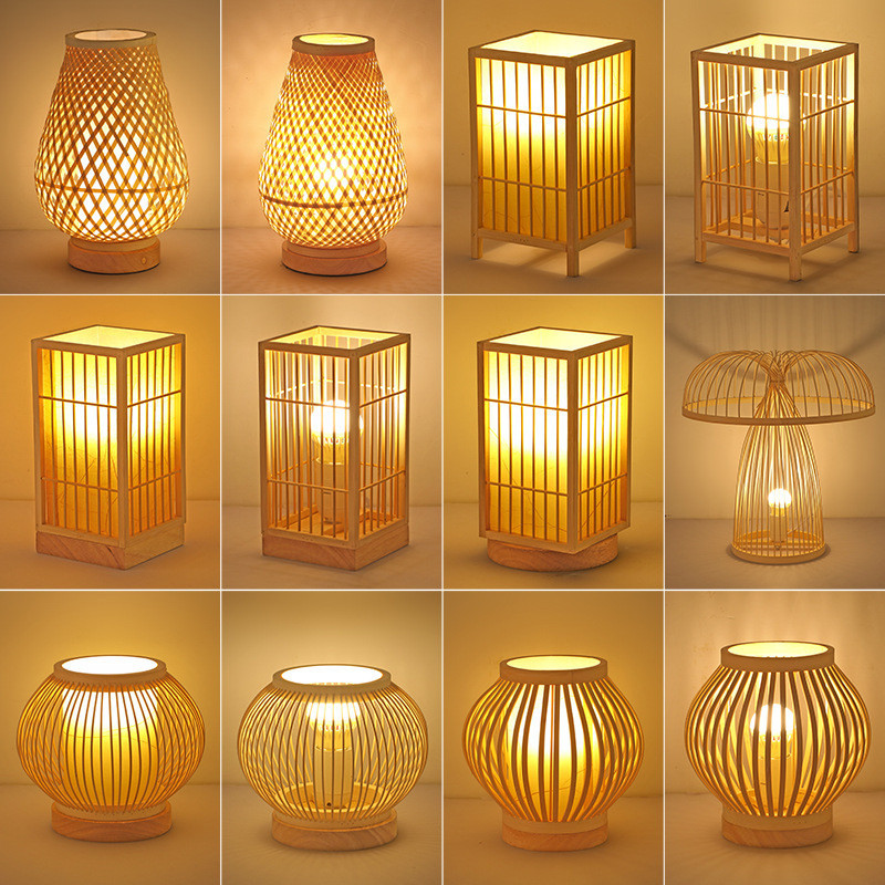Japanese Style Bamboo Table Lamp Simple Tea Room Bamboo Floor Lamp ...