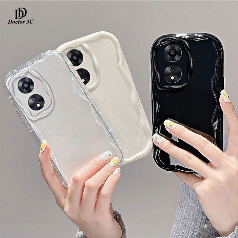 Wave Pattern Solid Color Cream Phone Case For OPPO A98 A96 A95 A94 A93 ...