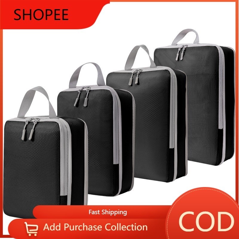 【Fast delivery】pcs Travel Packable Bag Zipper Compression Packing Cubes ...