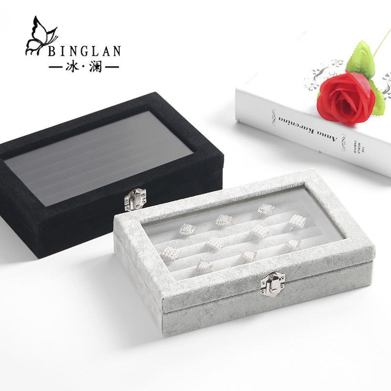 Binglan Ring Storage Box Black Transparent Display Earring Display Box ...