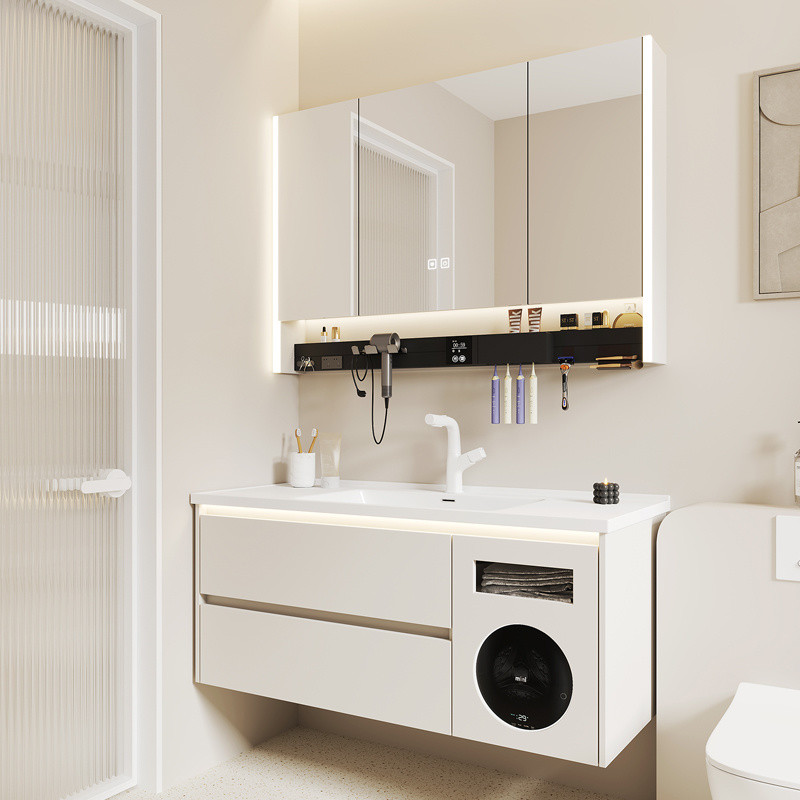 Bathroom Vanity Cabinet with Integrated Ceramic Basin, Smart Washing ...