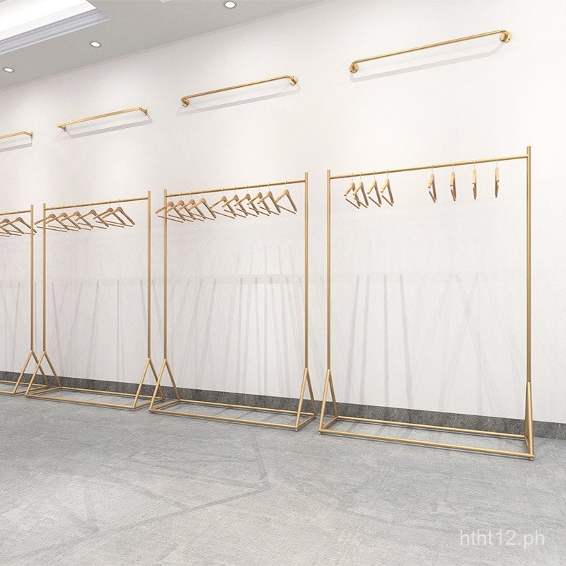 Clothing Store Special Hanger Display Rack Gold Clothes Rail Rack Floor ...
