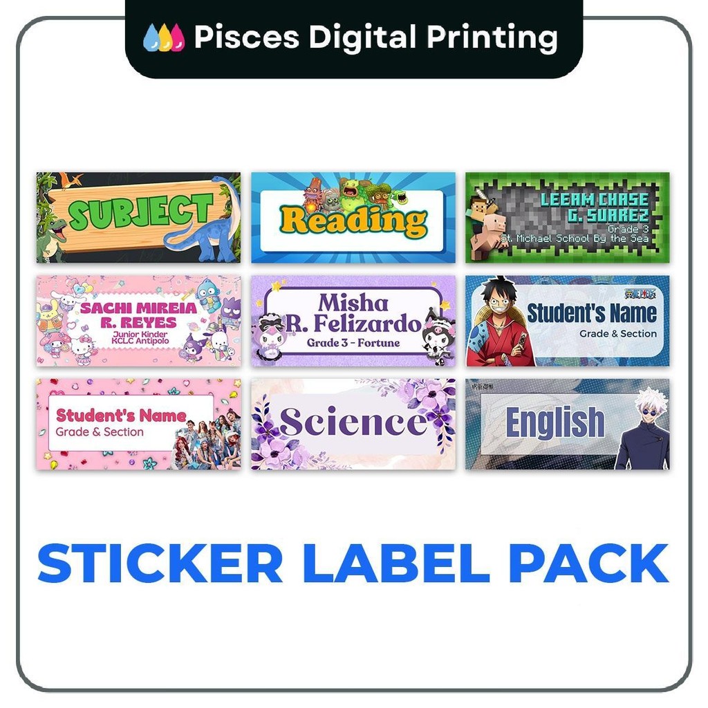 [PDP] Sticker Label Pack - Subject / Student Details Sticker Label For ...