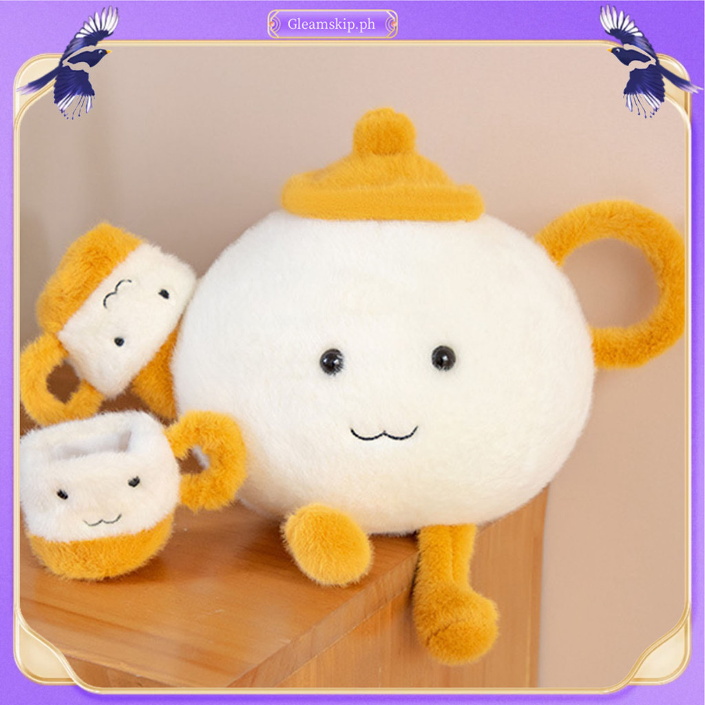 GLE- Teapot Doll Tea Set Stuffed Toy for Girls Pretend Play Plush Set ...