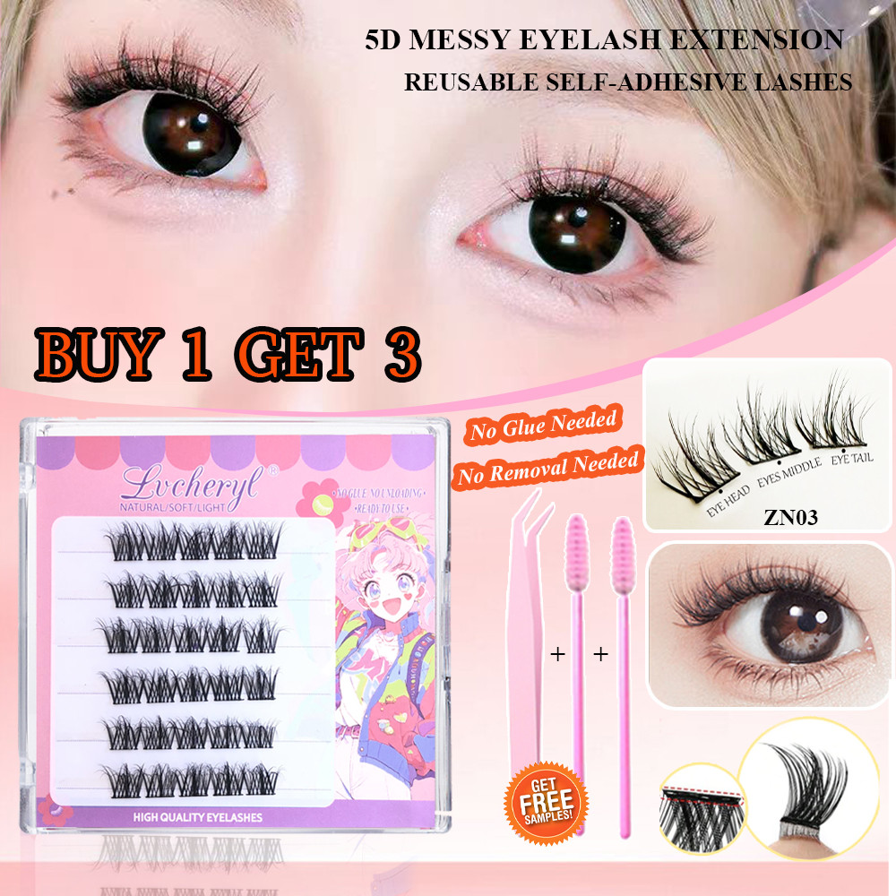 Lvcheryl Messy Self-adhesive Eyelashes No Glue Needed Cross DIY Eyelash ...