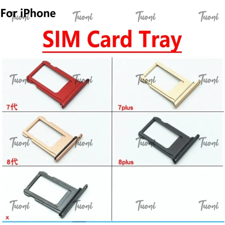 NEW Sim Card Tray For iPhone 7 8 Plus X Holder Slot Replacement Parts ...