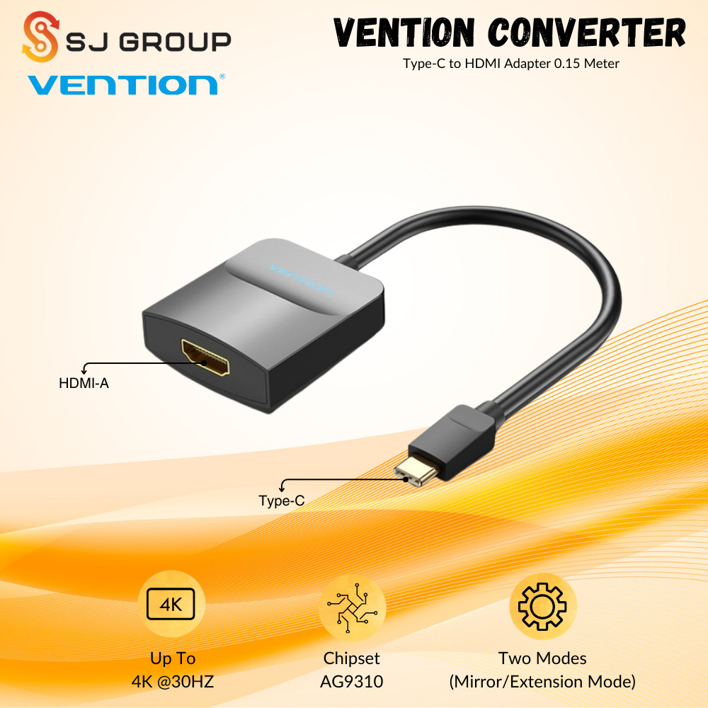 Vention Adapter Type-C to HDMI Display Converter ABS Shell TDC | Shopee ...