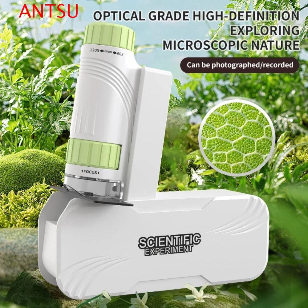 ANTSU Portable Handheld Microscope Toy, 60x-120x with LED Light ...
