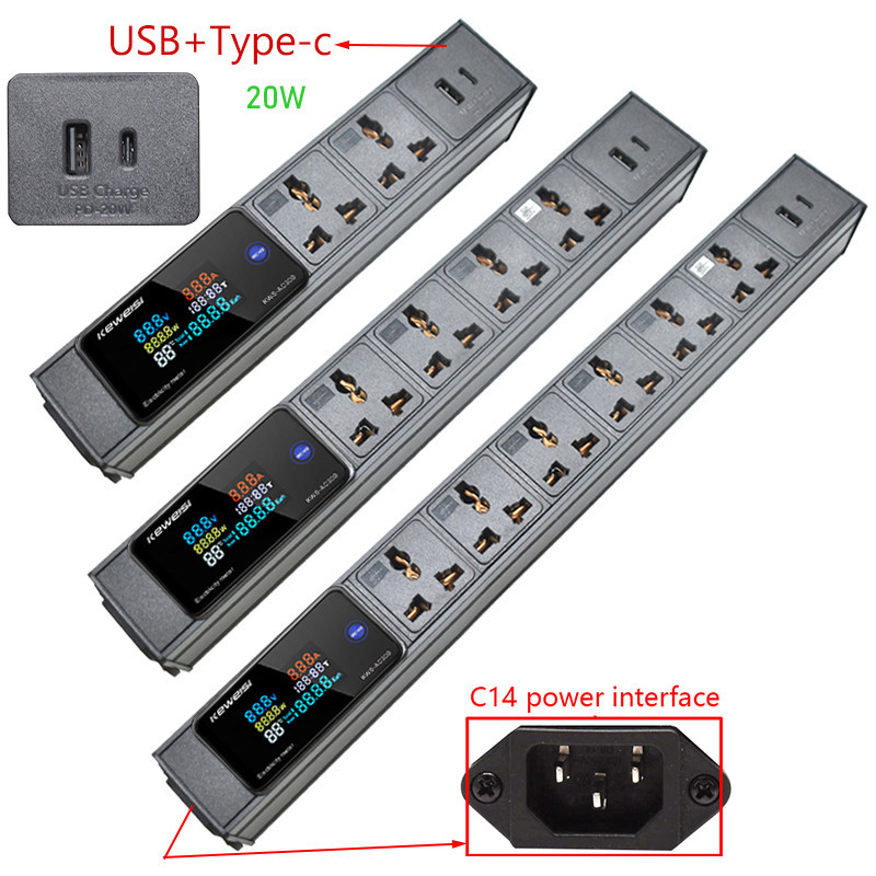 C14 Input Power Distribution Unit Pdu Power Strip Universal Hole Type C Usb Port 2 13 Positions