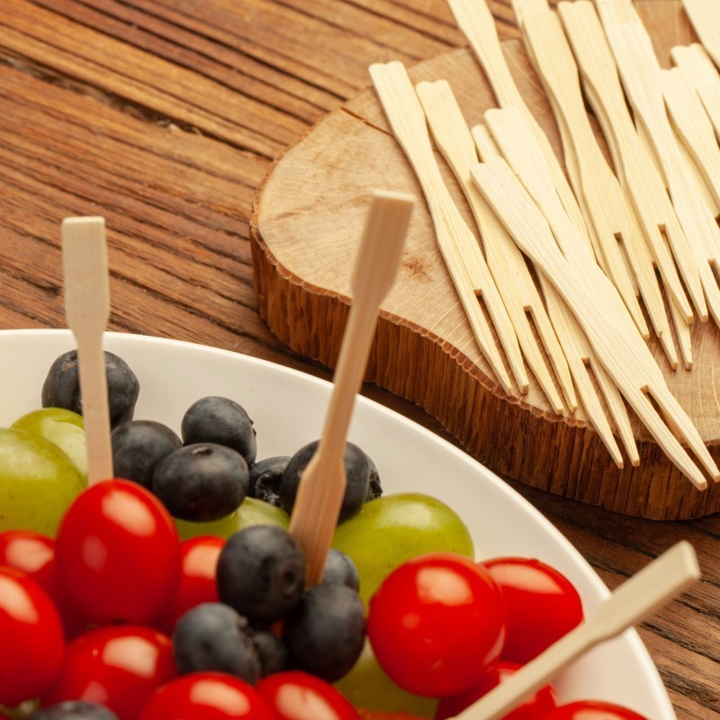 100pcs Bamboo Mini Fork 9cm (Siomai, Takoyaki, Cocktail, Fruitpick ...