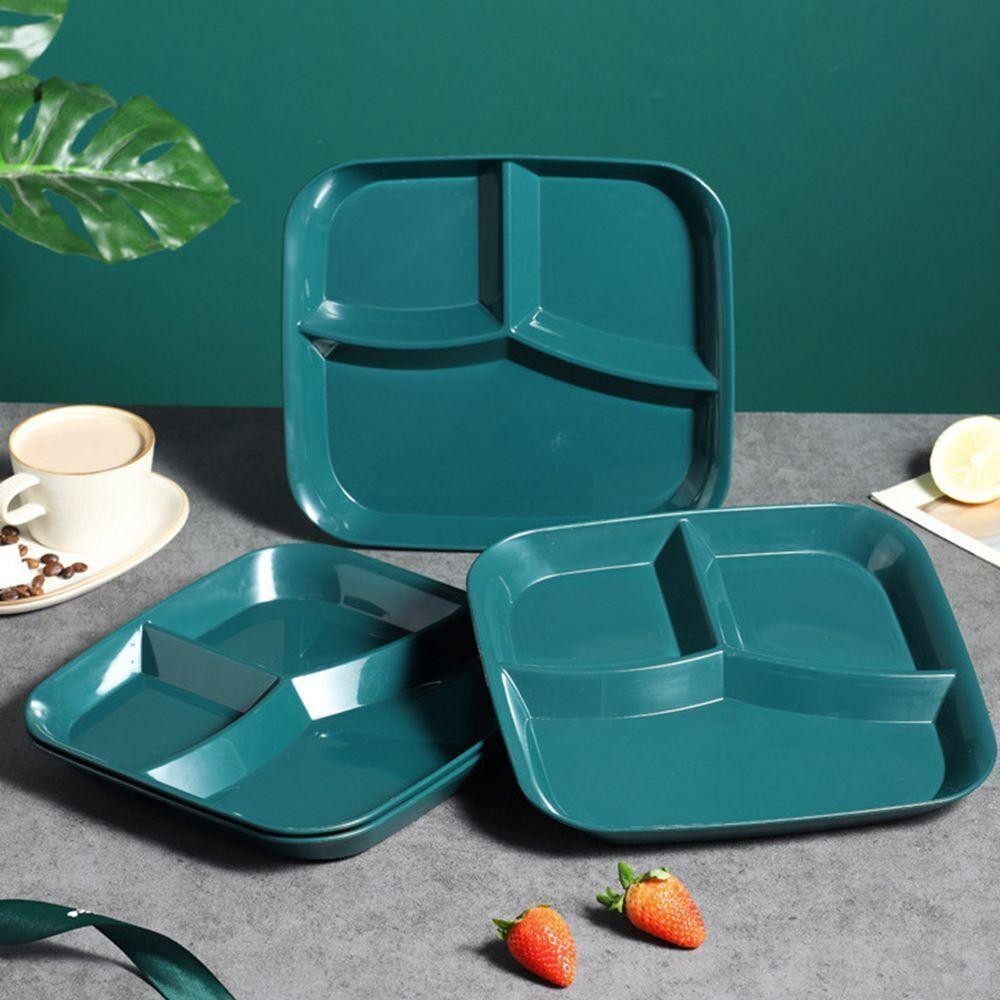 PP Divided Food Plates 3-Compartment Unbreakable Food Tray Portion ...