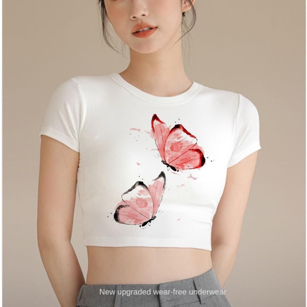 Butterfly hippie yk2 crop top girl cyber y2k kawai manga clothes ...