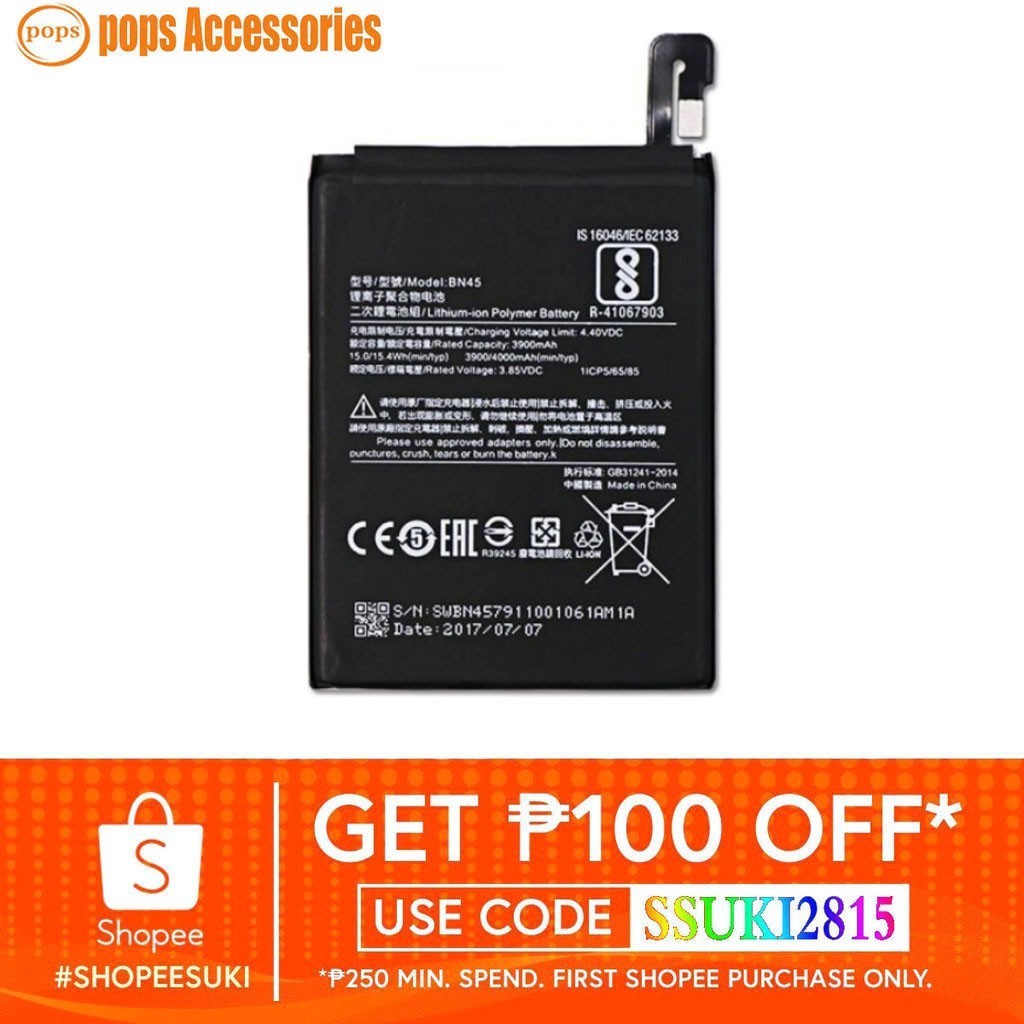 Xiaomi BN45 Battery For RedMi Note 5 Xiaomi Note2 | Shopee Philippines