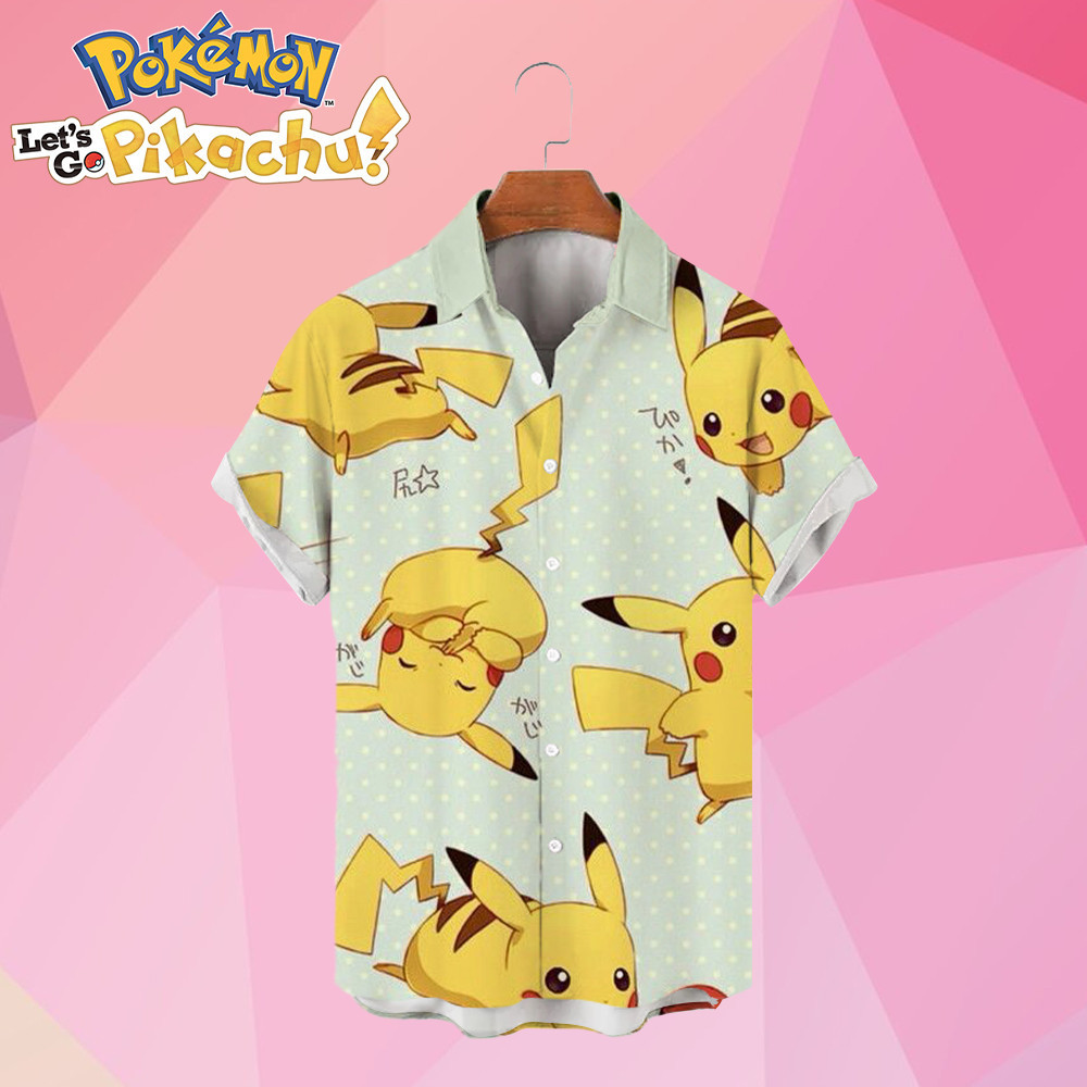 Men's Shirts Pikachu Pokemon OversizedXS-5XL HD Print New Social Shirt ...