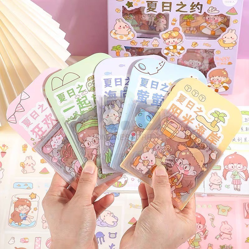 X.G 20Sheet non-repetitive Cute Girl Sticker Poetry Stationery ...