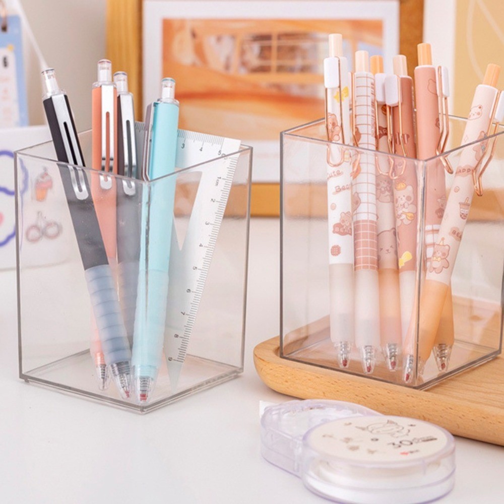 Pen Clear Acrylic Pencil Holder Pencil Cups Desk Accessories Holder ...