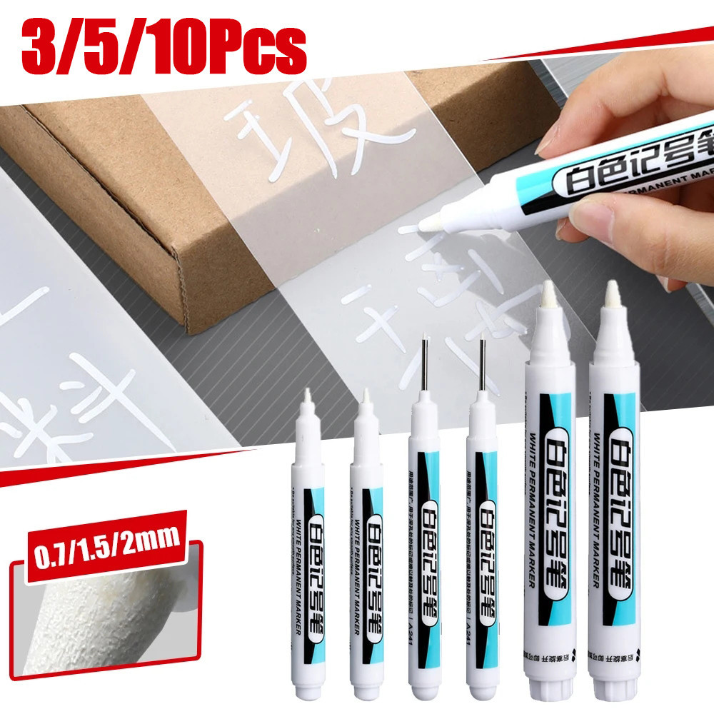 3/5/10Pcs Multi-Purpose Waterproof Oily White Permanent Marker Graffiti ...