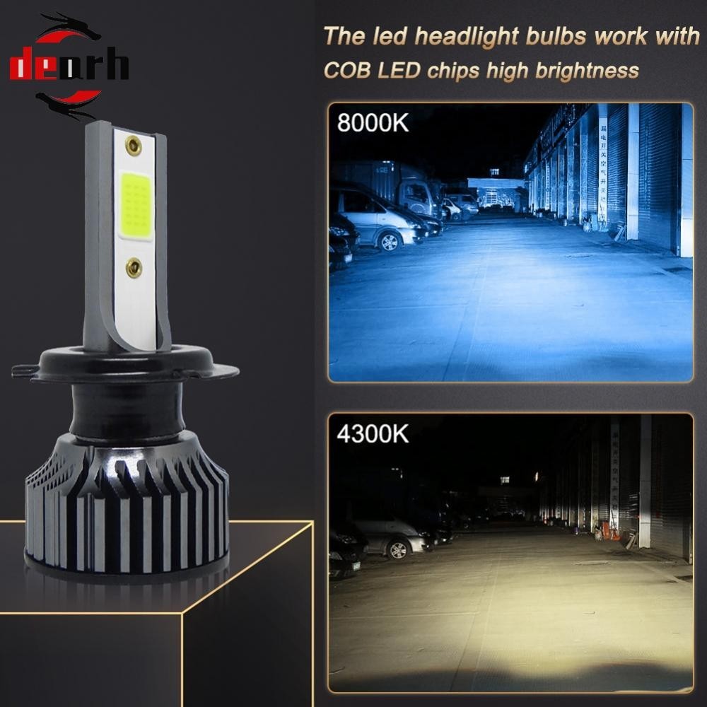 8000K Ice Blue LED Headlights for H1 H3 H4 H7 9005 9006 Waterproof Long ...