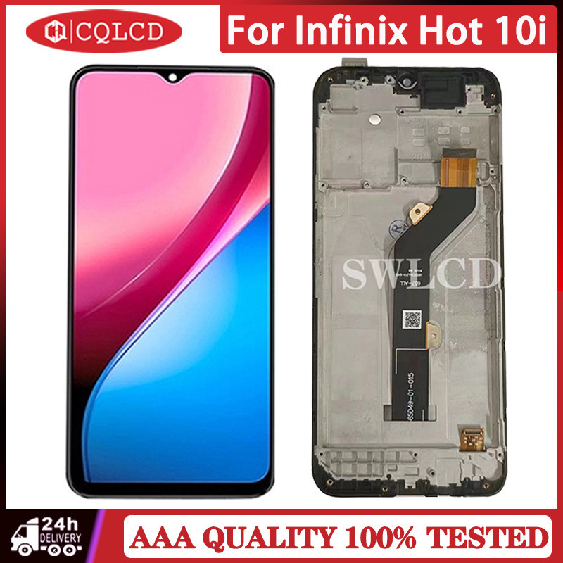 For Infinix Hot 10i X659 LCD With Frame Door Housing Bezel Repair Parts ...