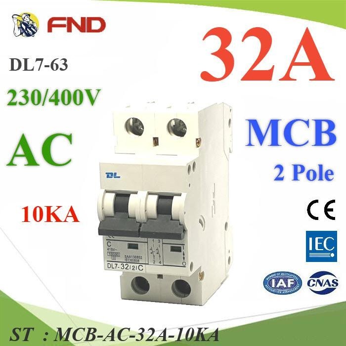 MCB AC 32A 2Pole Circuit Breaker Cut The Electrical Overload Short 10KA ...