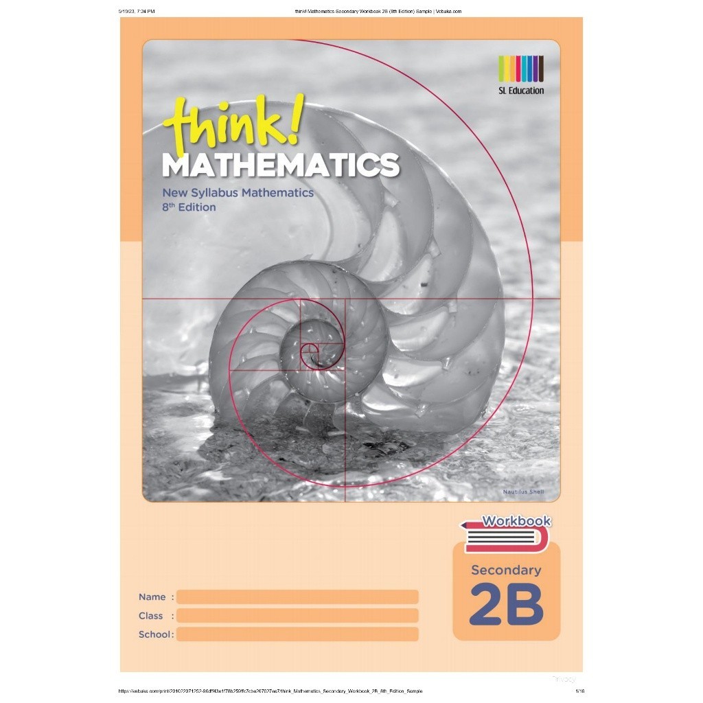 Think! Mathematics New Syllabus 8th Edition / Secondary Workbook 1A-2B ...