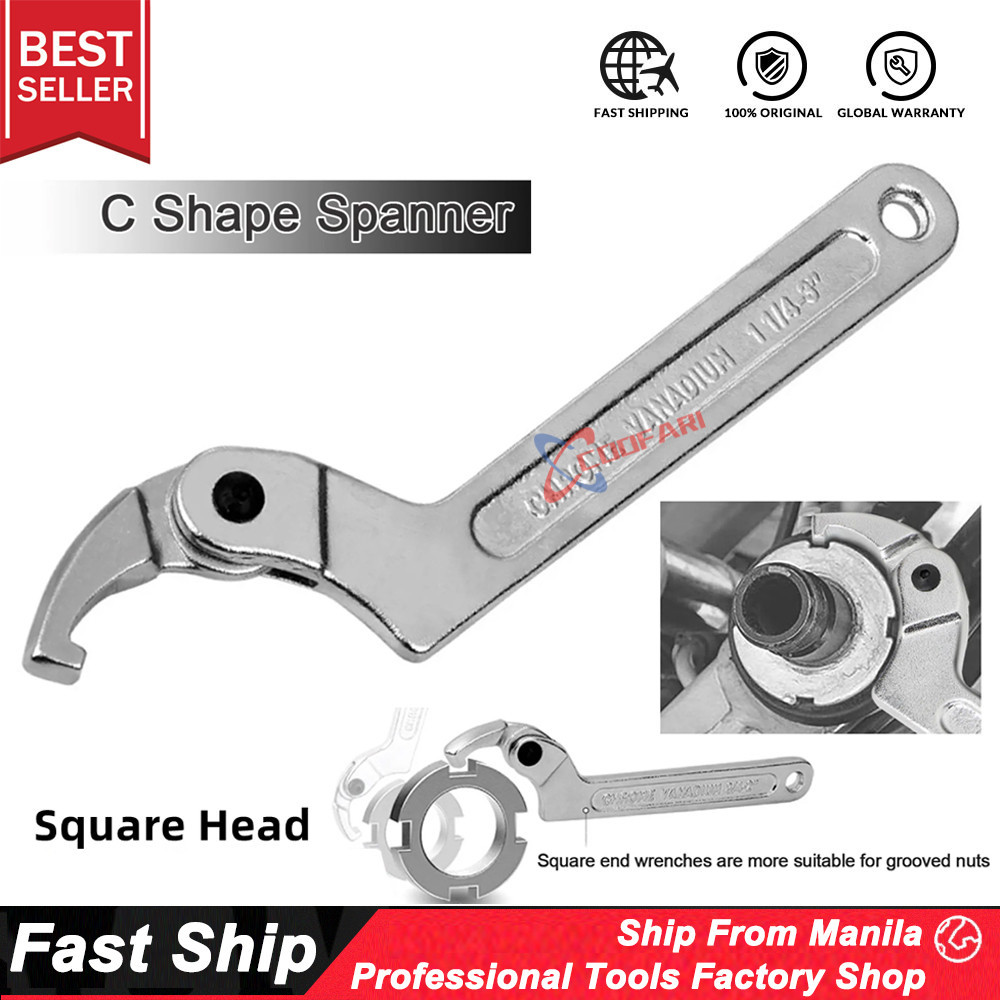 Adjustable Hook Wrench Nuts Bolts Universal C Shape Spanner Tool Screw ...