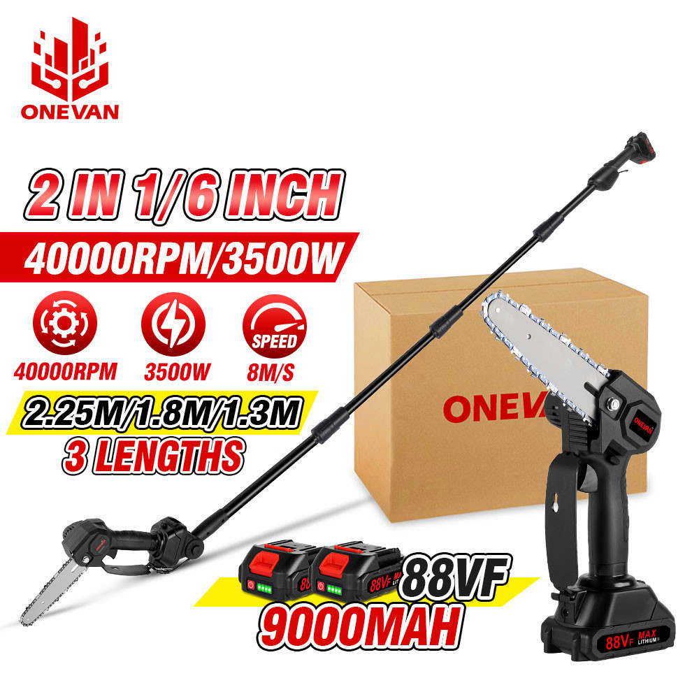 ONEVAN 3500W 2.25m High Branch Saw Telescoping Pole Electric Chainsaw ...