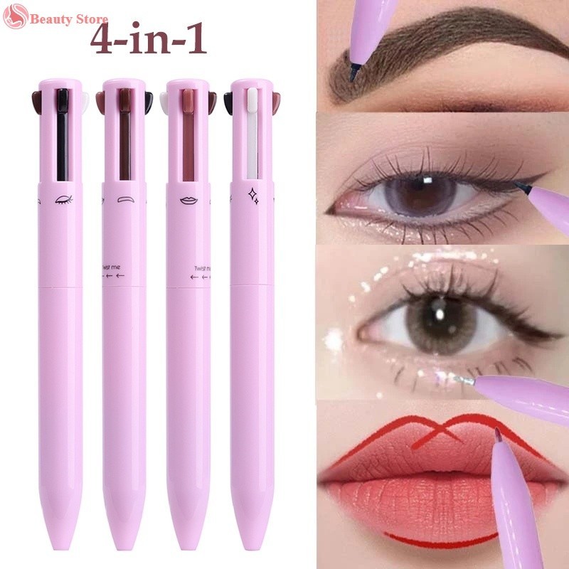 4 In 1 Eyeliner Highlighter Makeup Pen / Portable Eyebrow Pencil ...