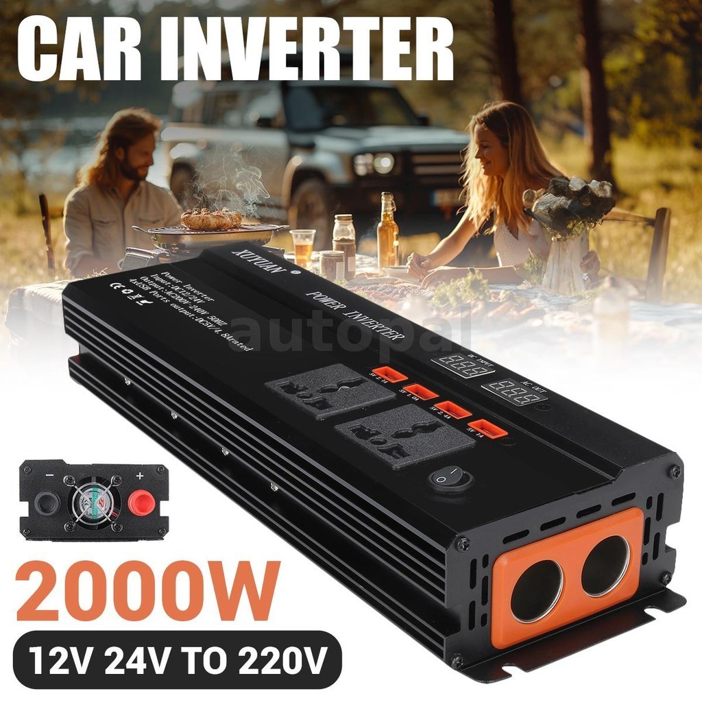 2000W Car Inverter 12V 24V To 220V Solar Home Power Converter With ...