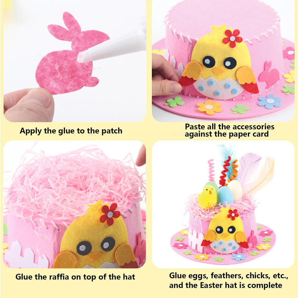 Children DIY Easter Hat Kit for Toddler Girls Easter Bunny Egg Chick ...