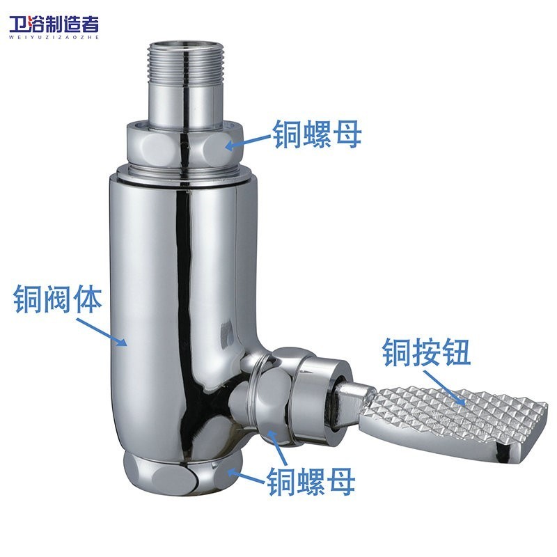 COD/All-copper vertical foot flush valve squat toilet stool flush valve ...