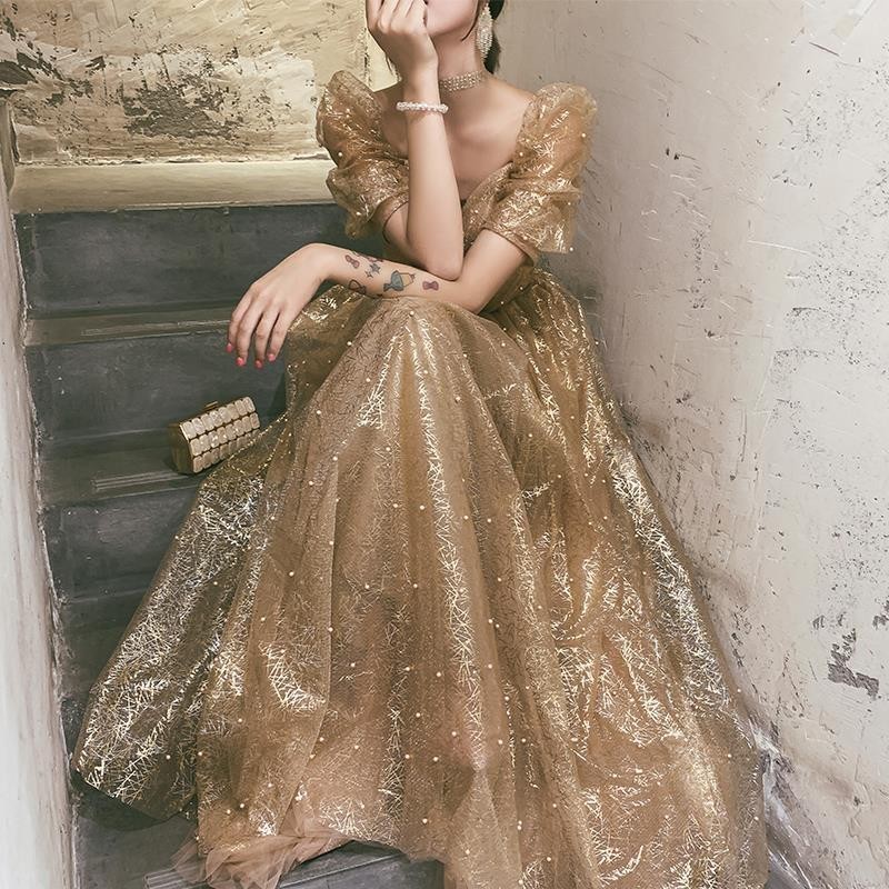Banquet Evening Dress2024New Champagne Light Luxury Noble Elegant ...