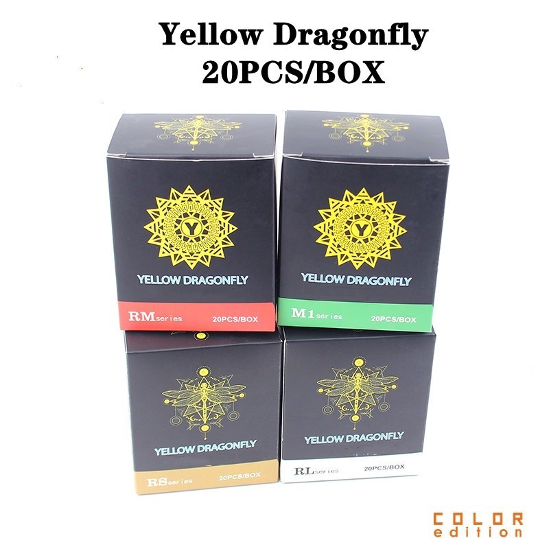 20pcs/box RL/RS/RM/M1 Yellow Dragonfly Disposable Silicone Sterilized ...