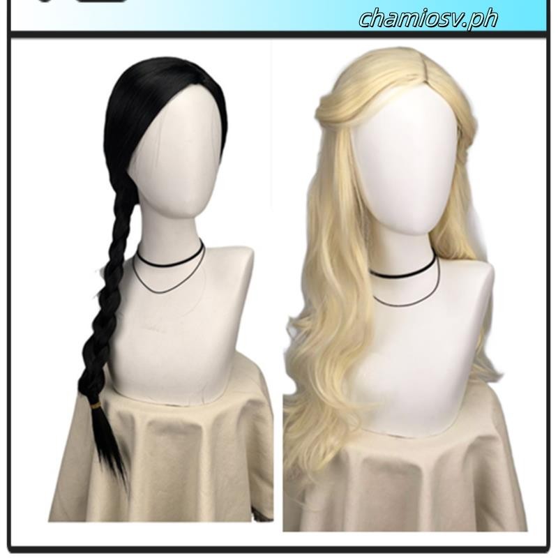 Elphaba Cosplay Wig Wicked Glinda Black Braid Long Blonde Wig for Party ...