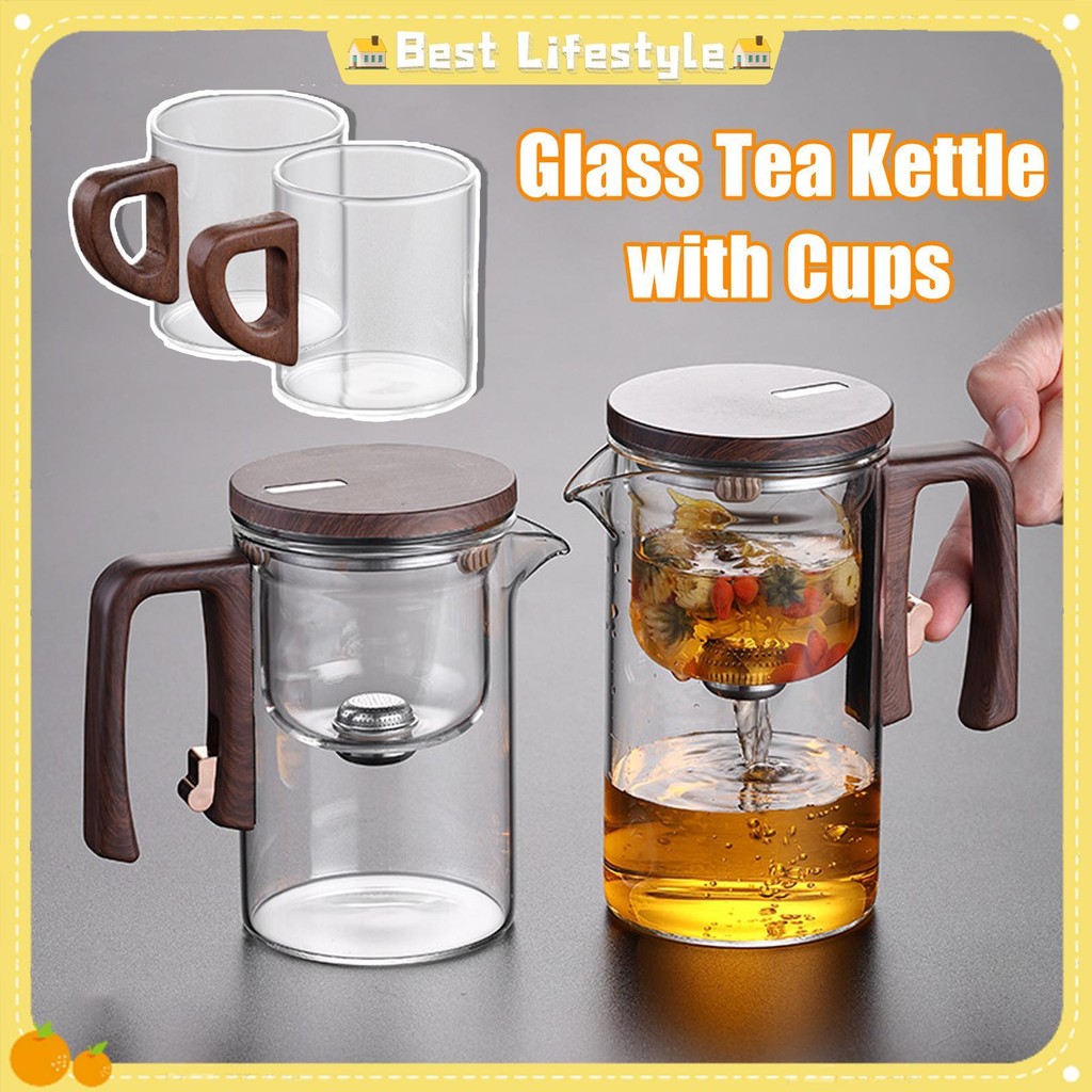 Glass Tea Kettle with Cups Large Capacity Tea Infuser Kettle Tea ...