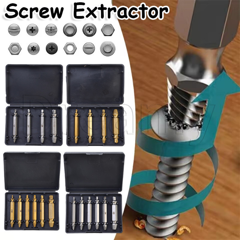 6Pcs Double Headed Screw Extractor - Damaged Bolt Stud Remover Tool ...