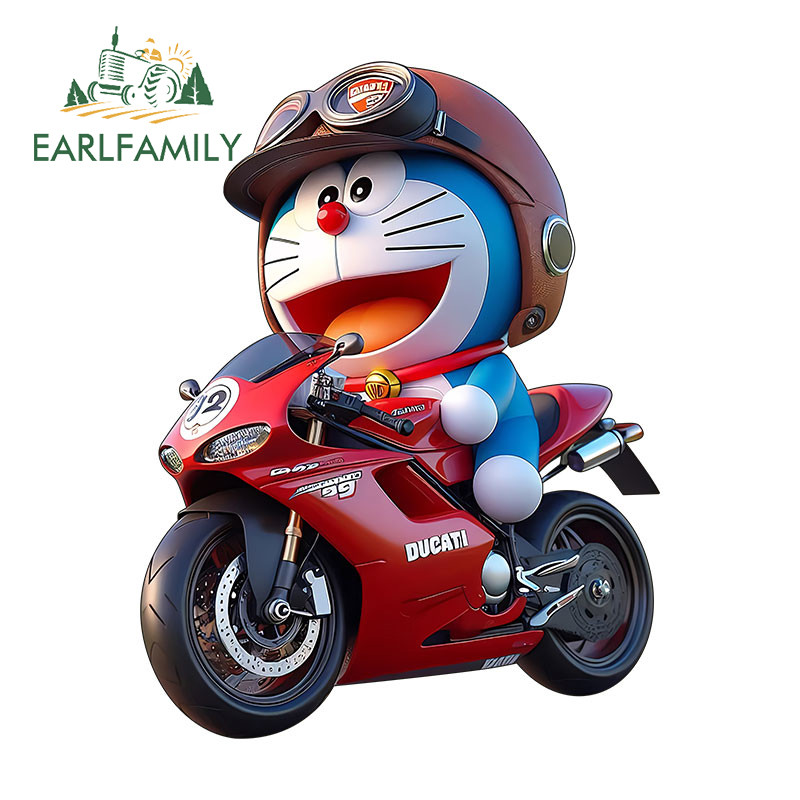EARLFAMILY Doraemon Ride Motorcycle Cooler Car Stickers Caravan ...