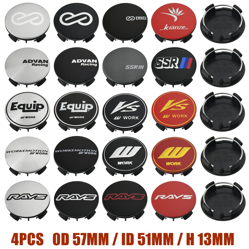 57mm Center Cap RAYS ADVAN WORK ENKEI SSR Logo Rim Cap Wheel Cover Hub ...