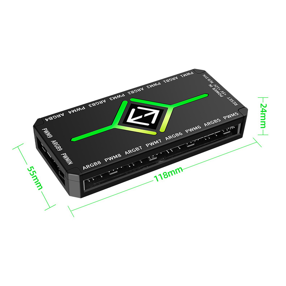 4Pin PWM 9 Ports RGB Fan Controller 5V 3Pin ARGB Cooling Fan Hub ...