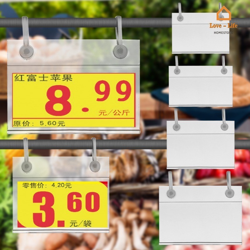 Market Grocery Price Tag Ticket Hanger Clips with Button Transparent ...