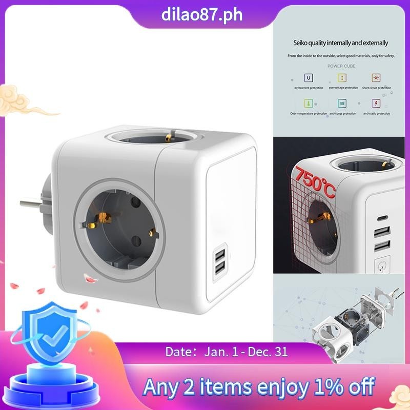 European Smart Power Strip Plug Adaptor Surge Protect Power Square ...
