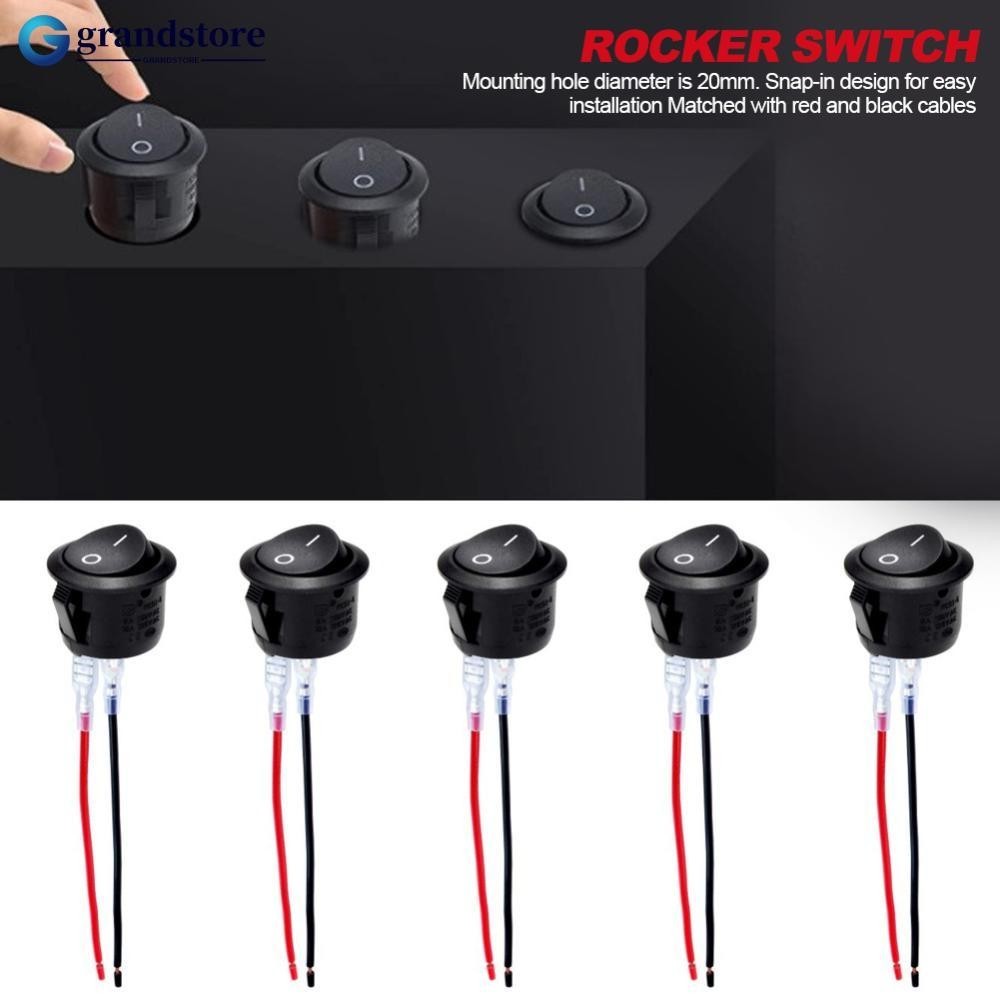 GRANDSTORE 5Pcs Car 20mm Mini Round Rocker Switch ON Off 12 Volt Toggle ...