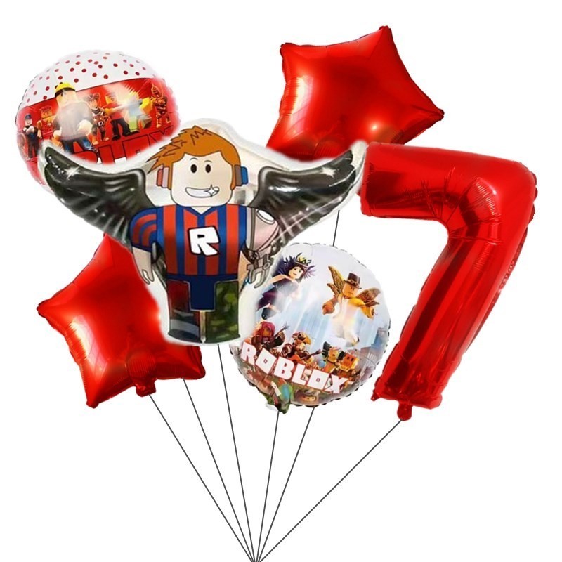 6pcs/set Roblox Foil Balloons 32inch Red Number Balloons Set Robot ...