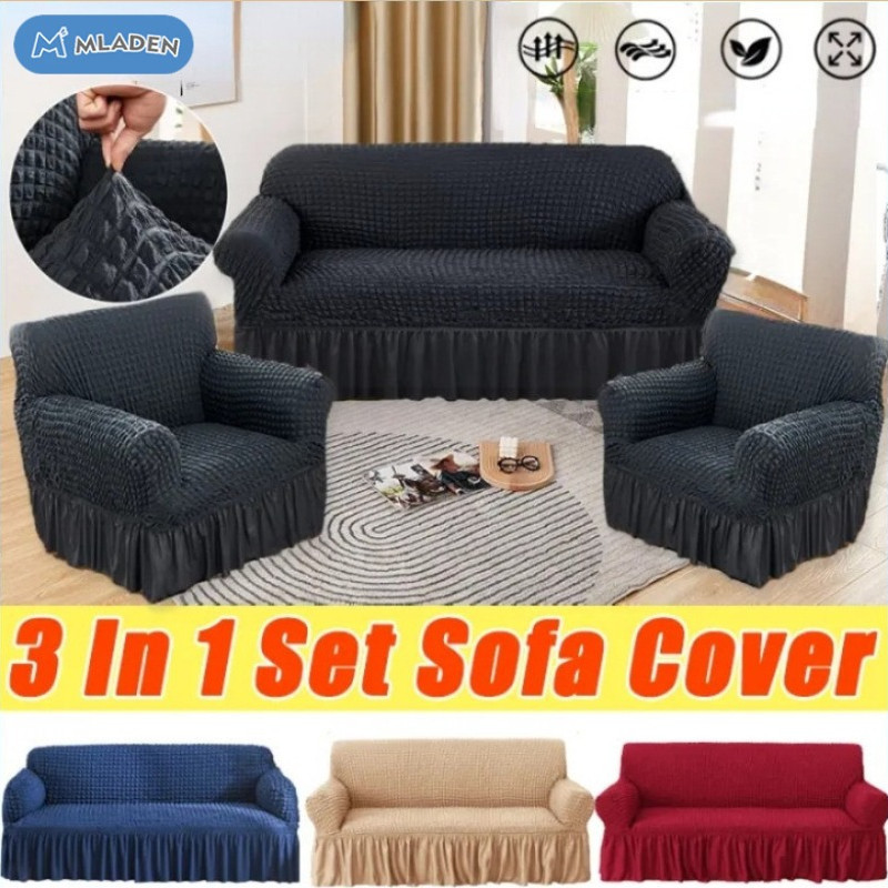 MLADEN 3 in 1 Set Seersucker Sofa Cover Universal Sofa Dust Cover ...