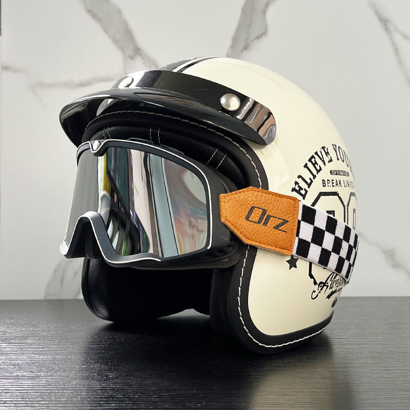 Orz Retro Motorcycle Helmet Men Women Harley Half Helmet Motorcycle ...