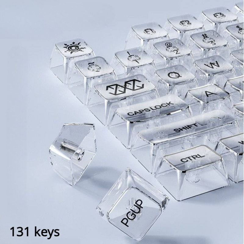Solid Color PBT Four-Sided Translucent Keycaps 131 Keys Fully ...